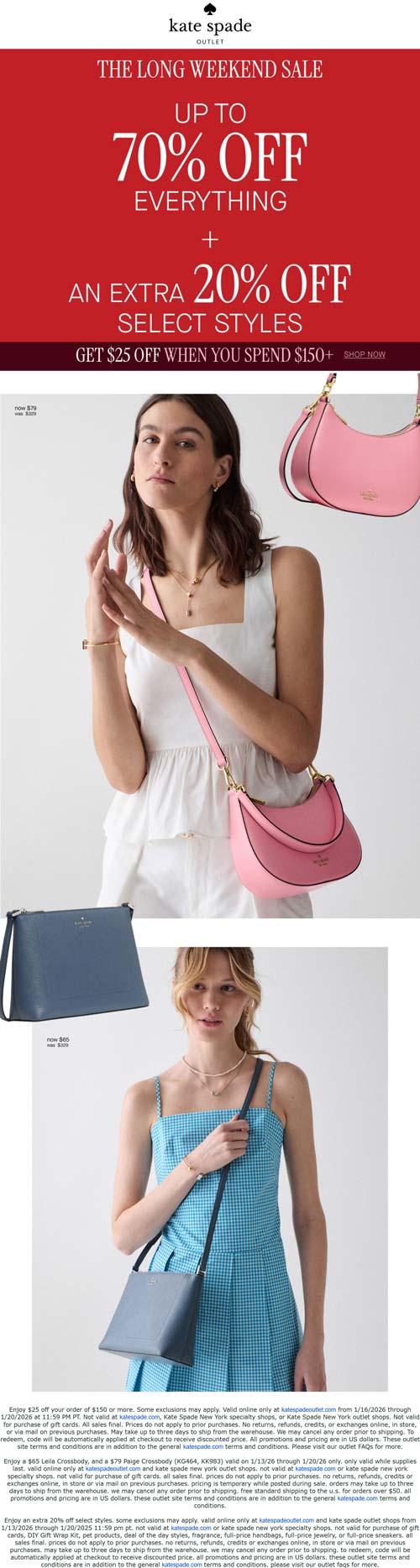 $25 off $150 & more online at Kate Spade Outlet #katespadeoutlet - The ...