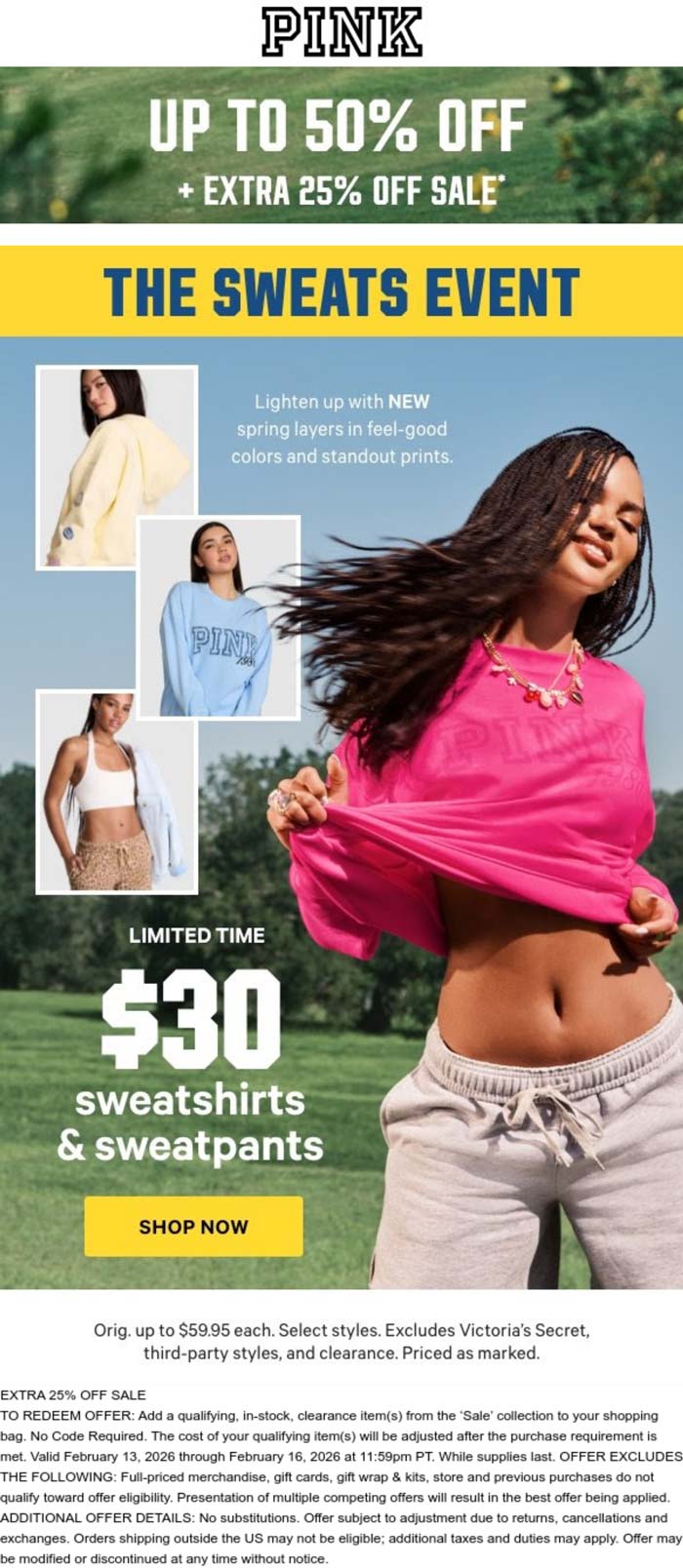 Extra 25% off sale items & more at PINK #pink - The Coupons App®