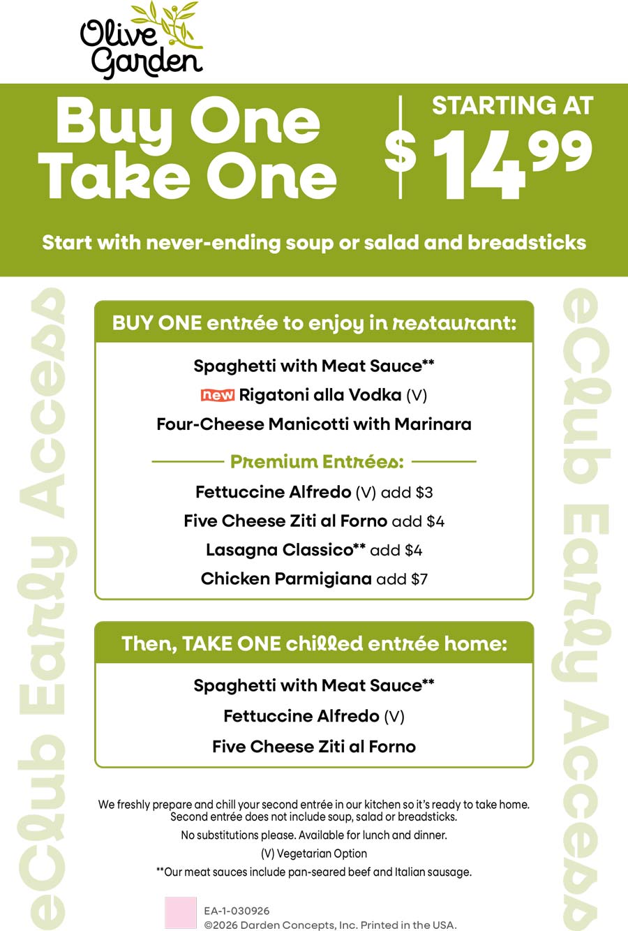 Second take-home entree free at Olive Garden #olivegarden - The Coupons ...
