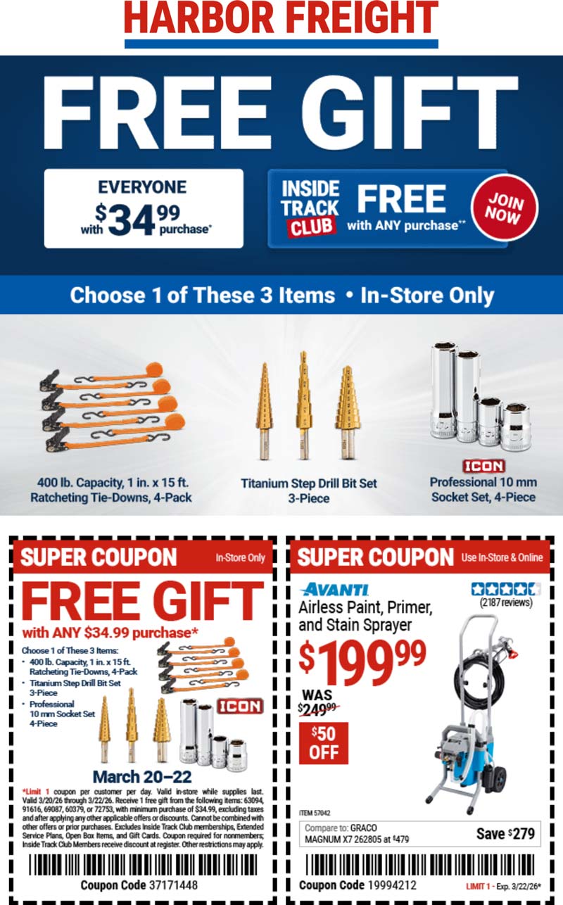 Free gift on $35 today at Harbor Freight tools #harborfreight - The ...