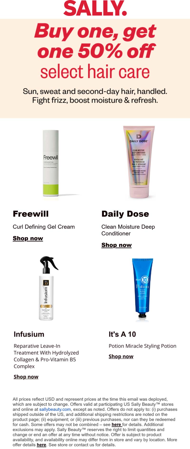 Second hair care 50% off at Sally beauty #sally - The Coupons App®